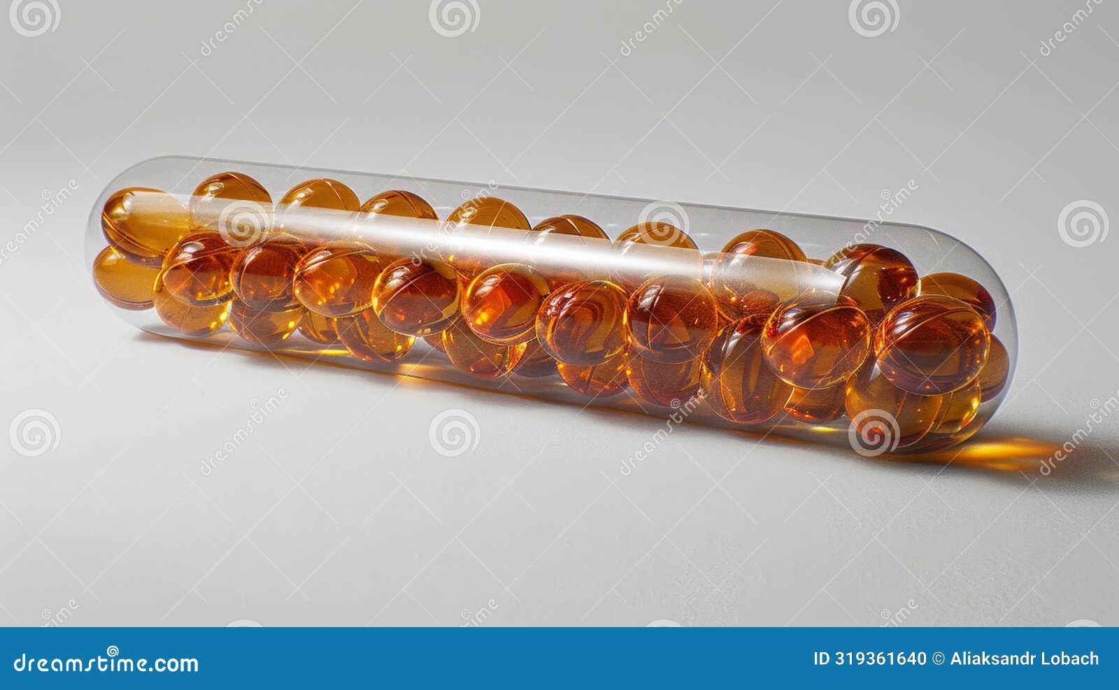 One Capsule In A Transparent Shell With Vitamin Granules Inside On A ...