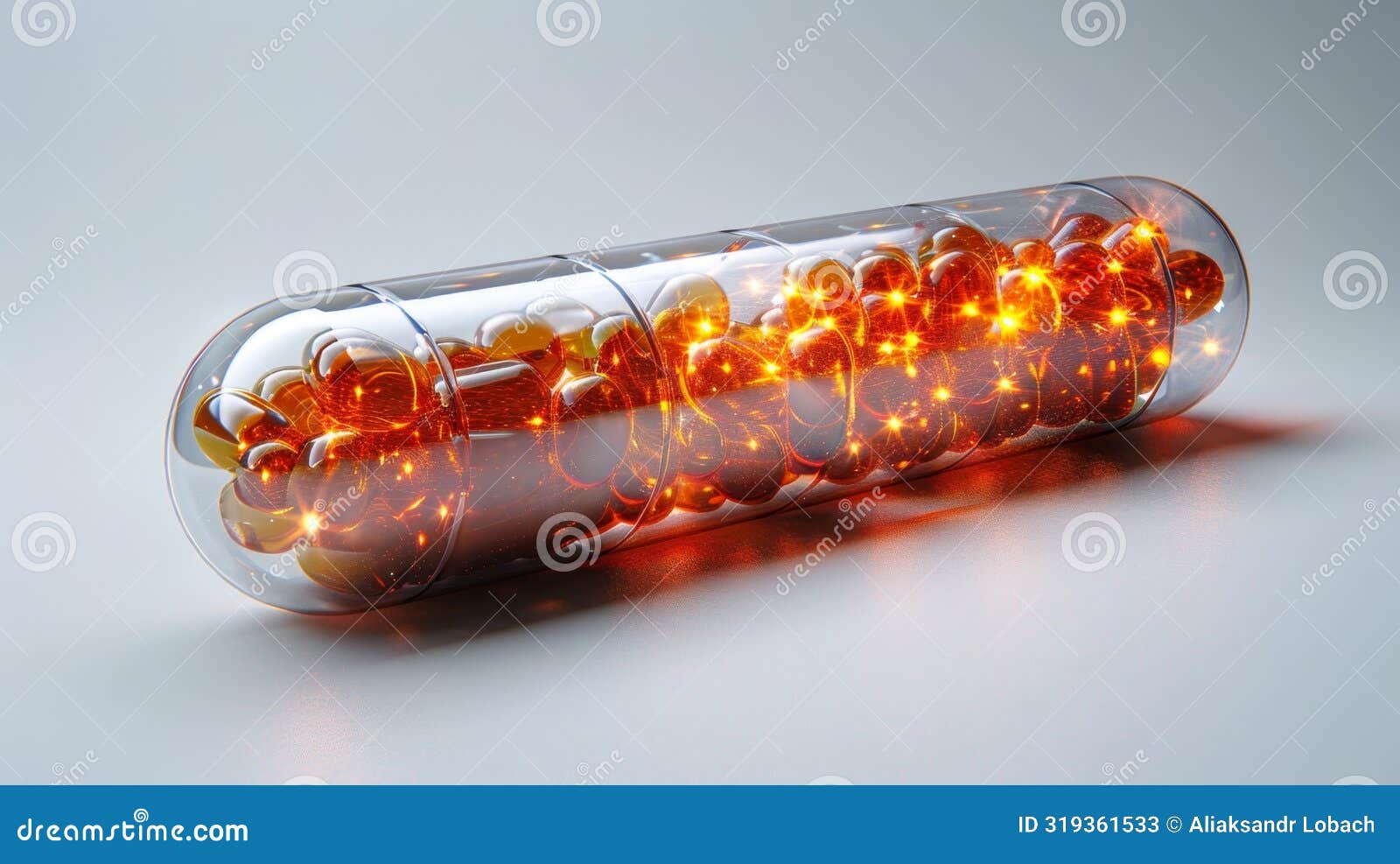 One Capsule In A Transparent Shell With Vitamin Granules Inside On A ...