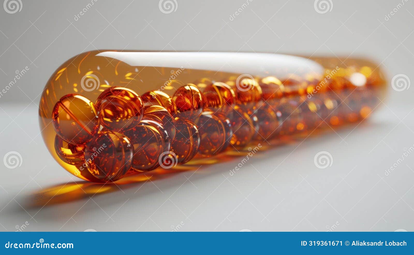 One Capsule in a Transparent Shell with Vitamin Granules Inside on a ...