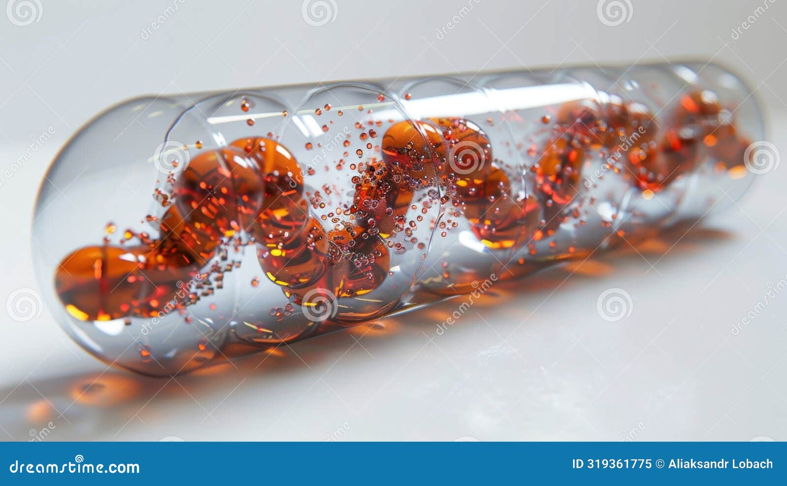 One Capsule In A Transparent Shell With Vitamin Granules Inside On A ...