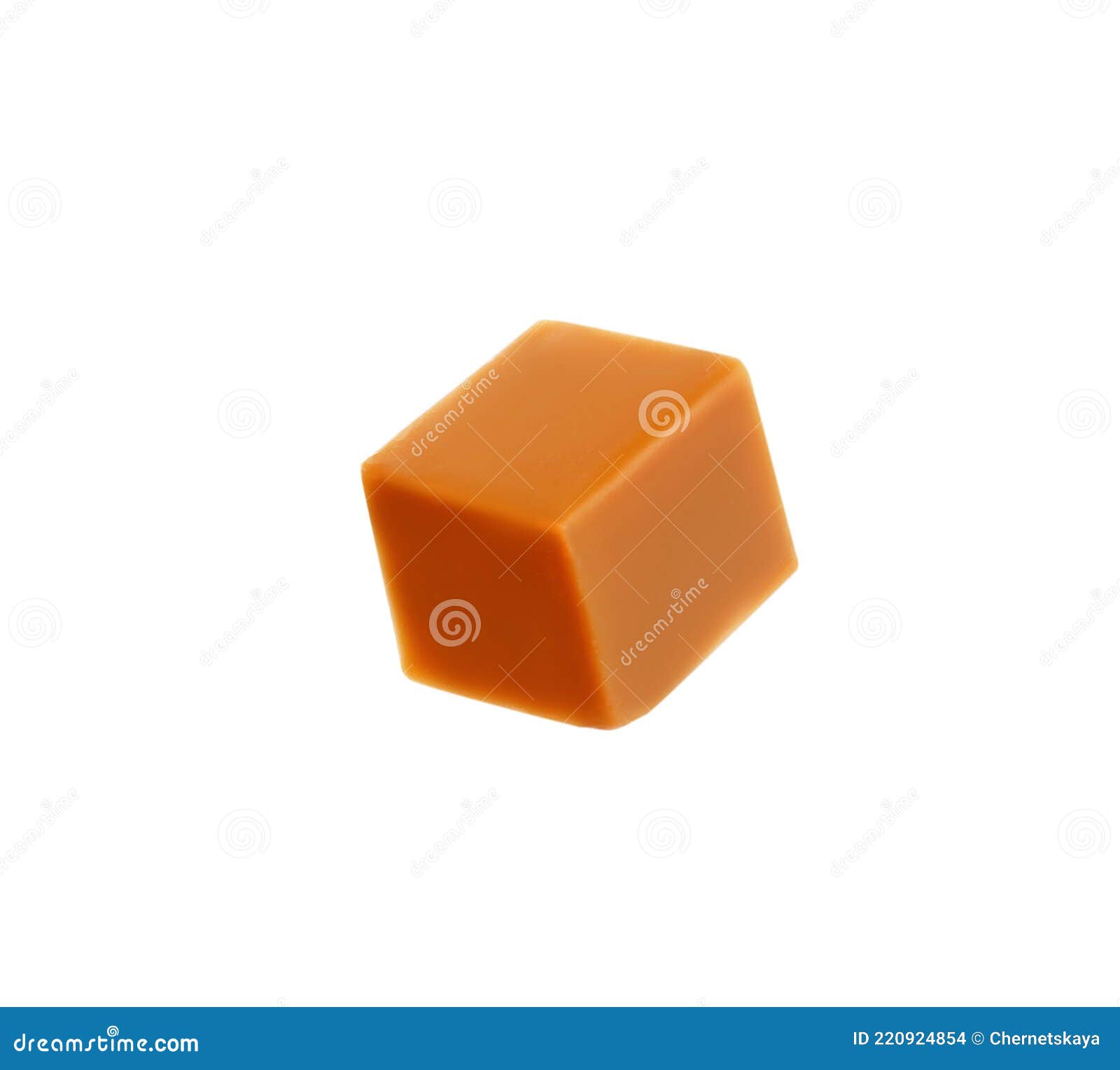 One Caramel Cube Isolated on White. Confectionery Stock Photo - Image ...