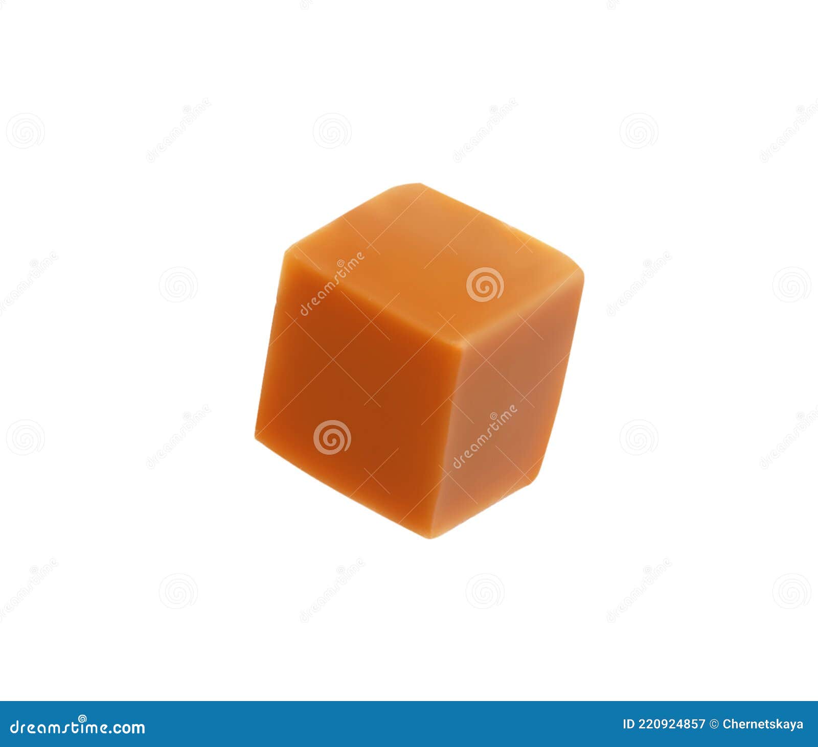 One Caramel Cube Isolated on White. Confectionery Stock Image - Image ...