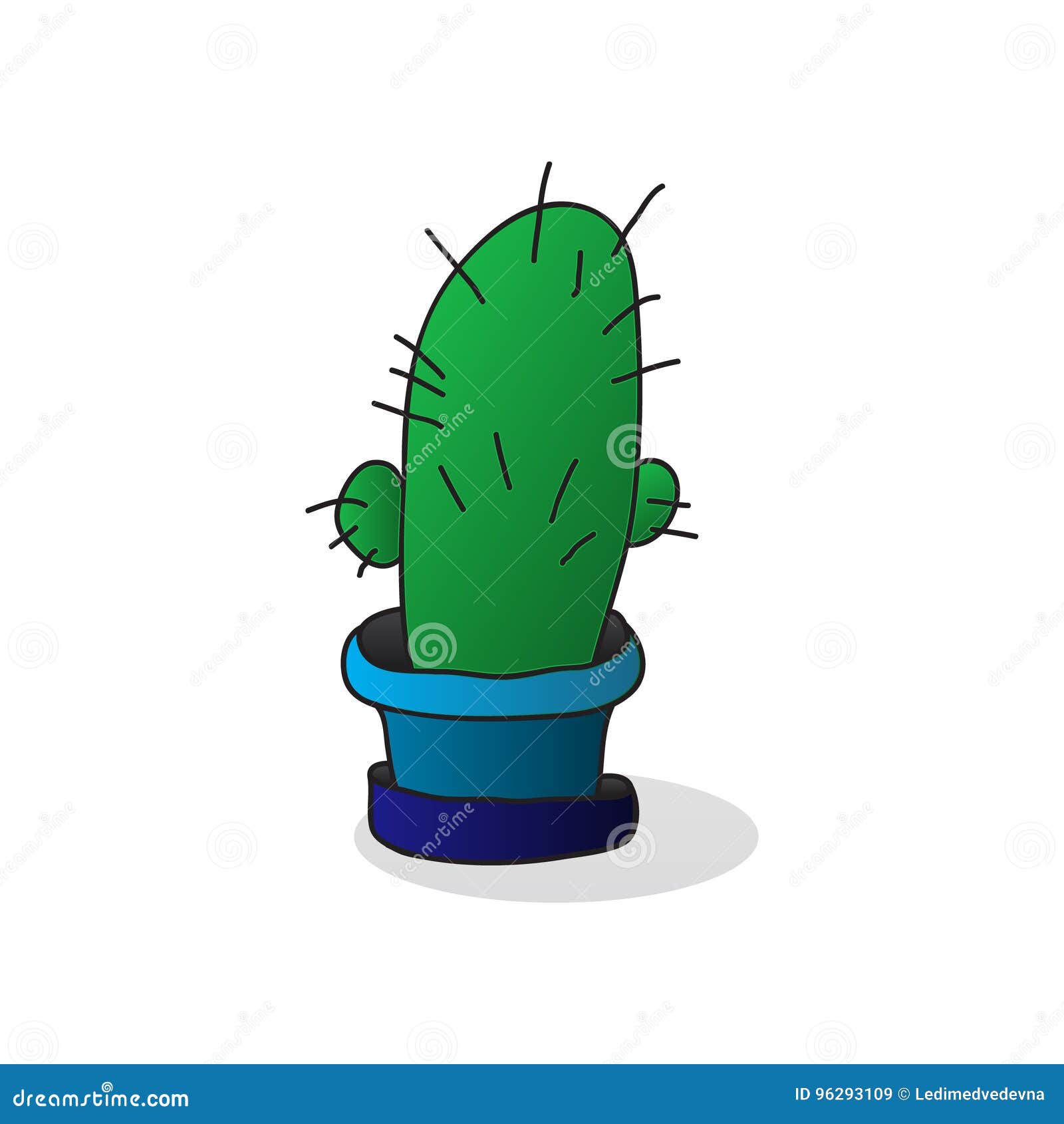 One Cartoon Cactus in a Pot Stock Vector - Illustration of botany ...