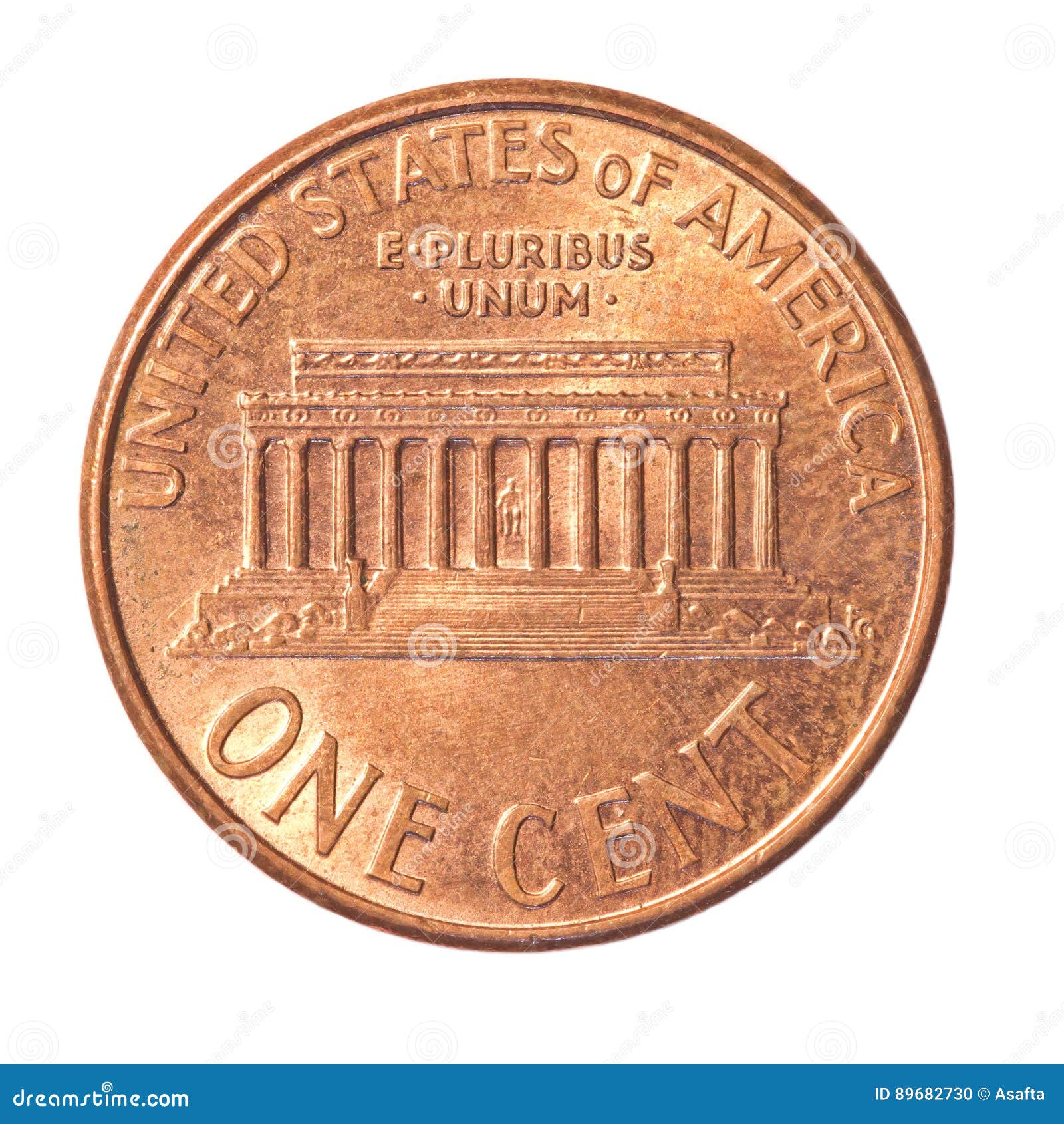 U.S. One Cent Coin Isolated On White Background. Reverse Royalty-Free ...