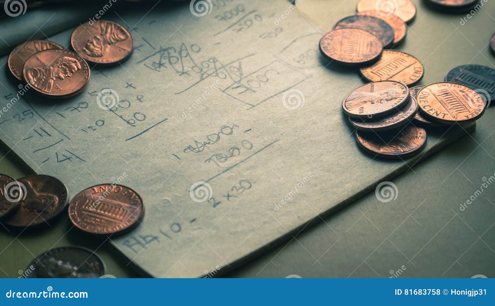 One Cent Coins Place on Scrap Paper Stock Photo - Image of banking ...