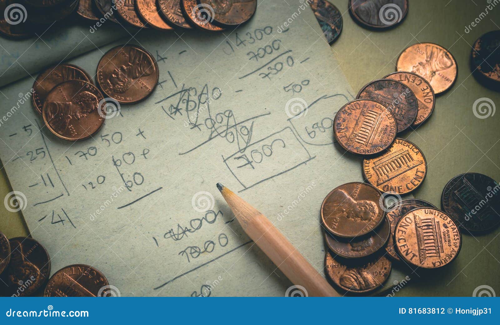 One Cent Coins Place on Scrap Paper Stock Photo - Image of financial ...