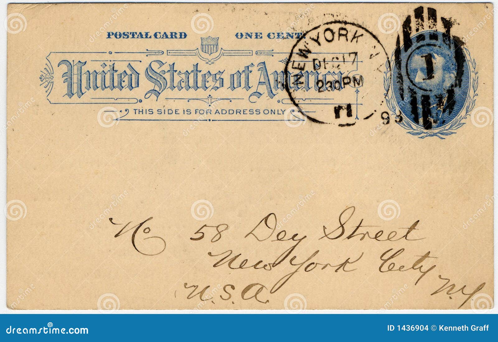 One cent US postcard e stock photo. Image of grunge, retro - 1436904