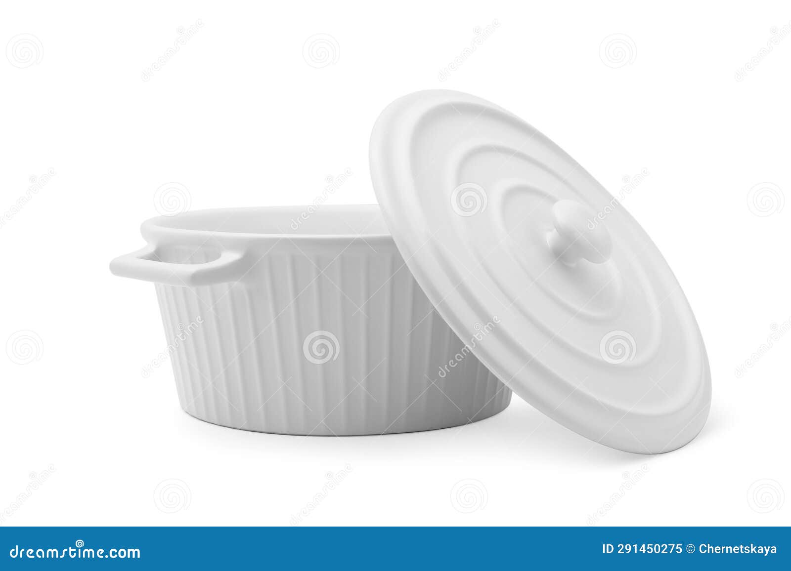 One Ceramic Pot with Lid Isolated on White Stock Image - Image of ...