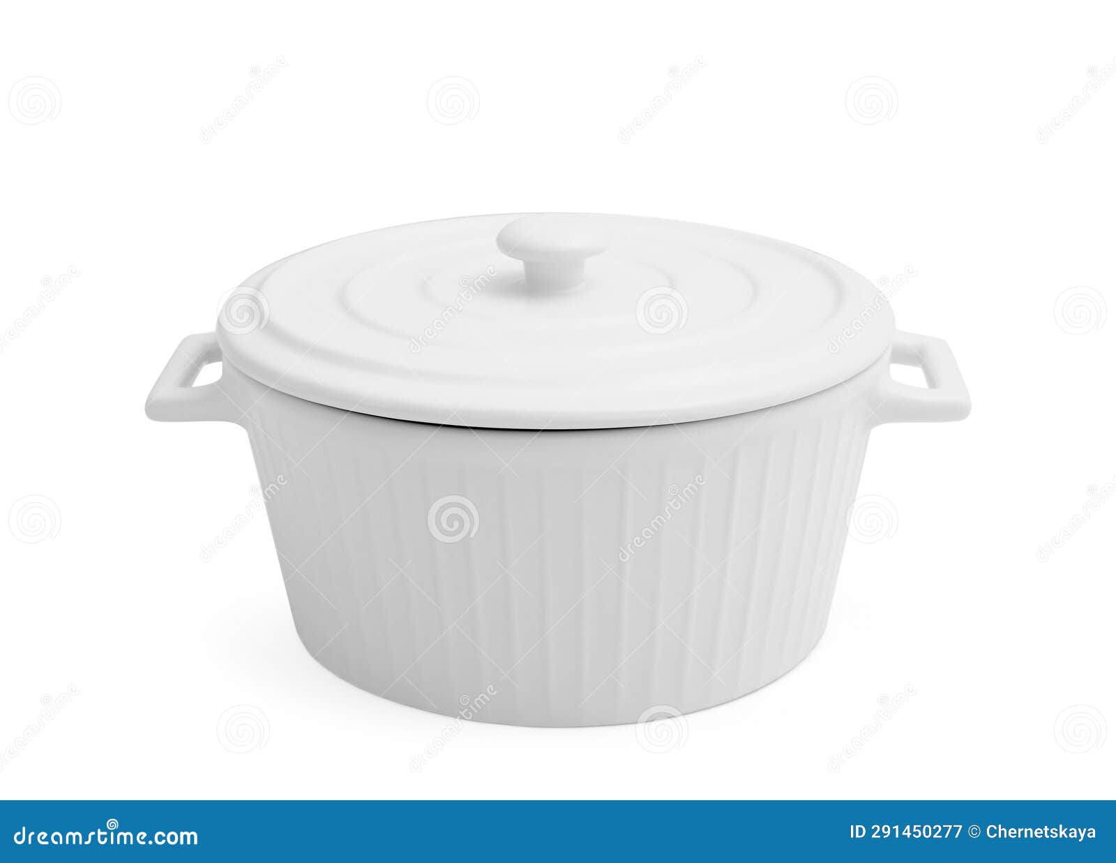 One Ceramic Pot with Lid Isolated on White Stock Image - Image of ...