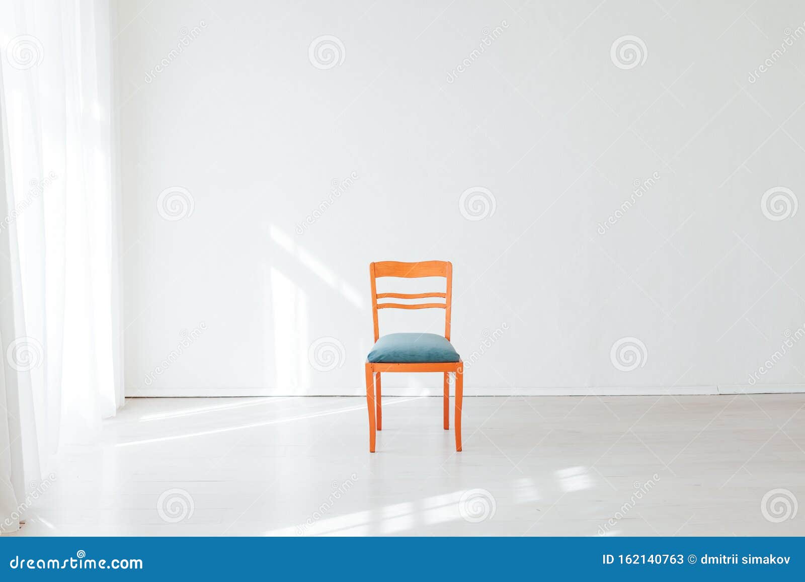 One Chair in the Interior of an Empty White Room Stock Image - Image of ...
