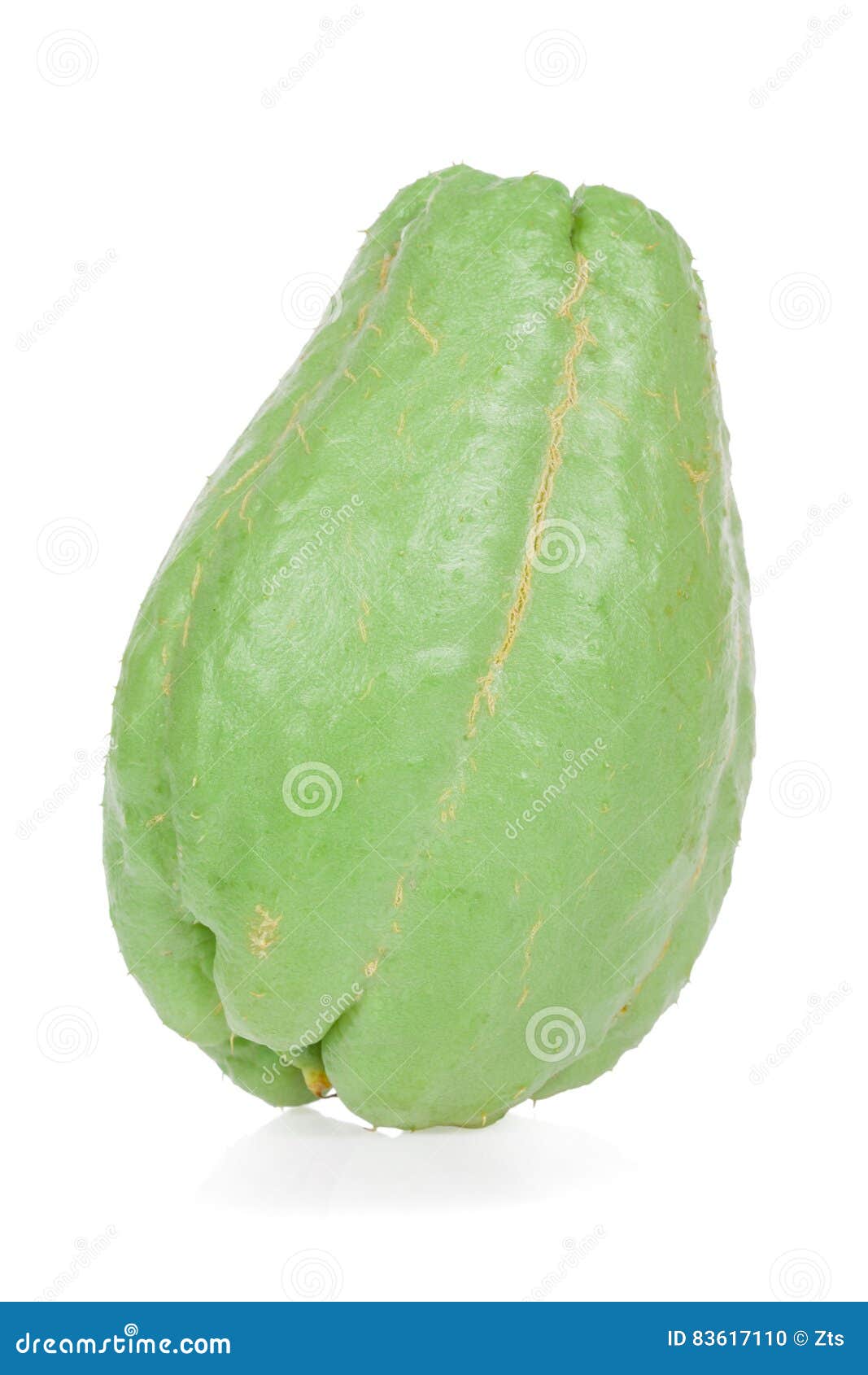 One Chayote Isolated on White Background Stock Photo - Image of food ...