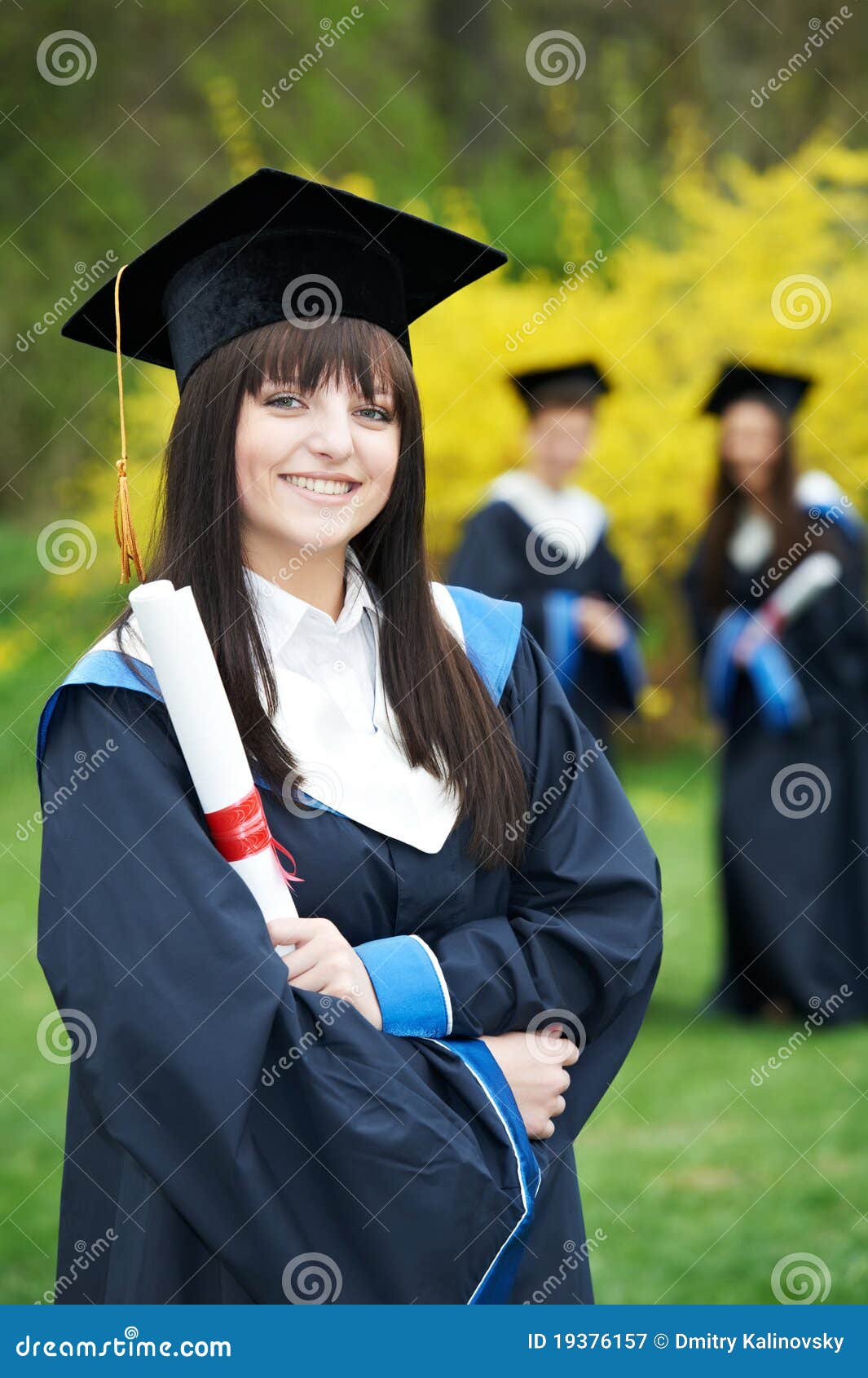 One cheerful graduate girl stock image. Image of completion - 19376157