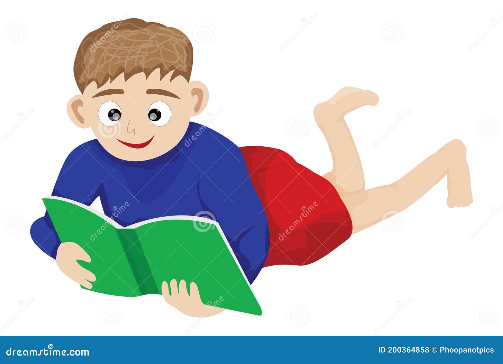 One child reading a book stock vector. Illustration of child - 200364858