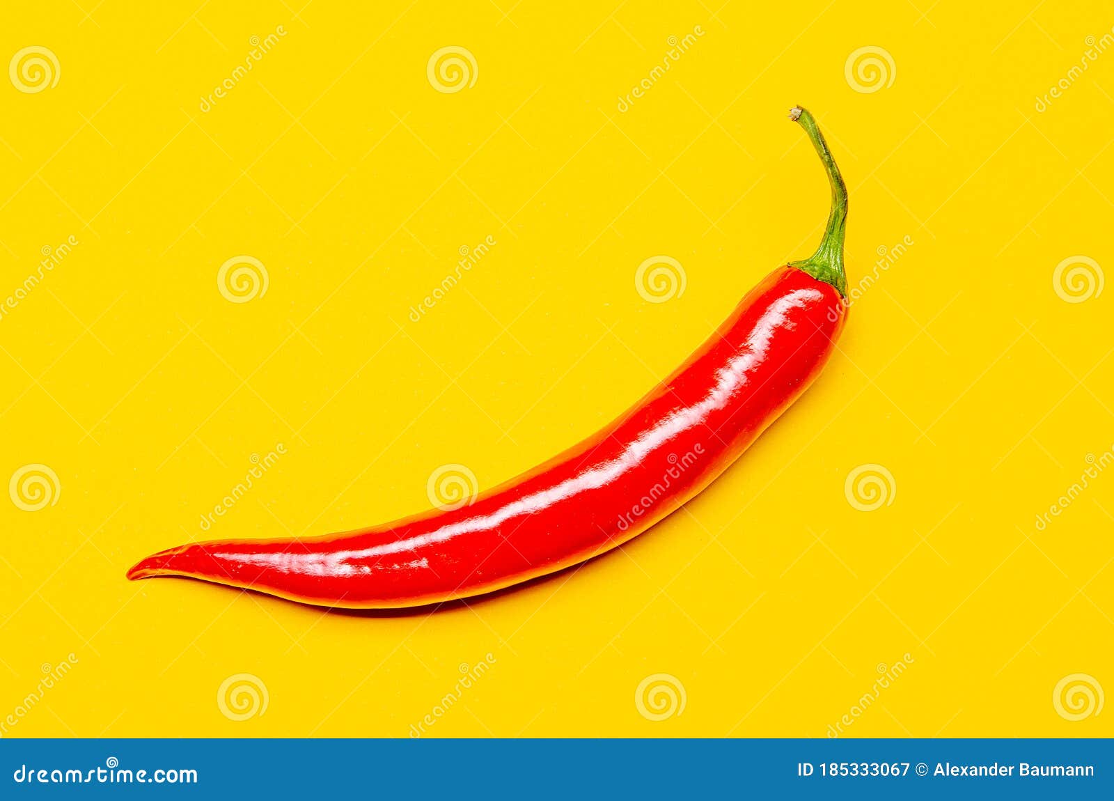 One Chili on a Yellow Background Stock Image - Image of object, macro ...
