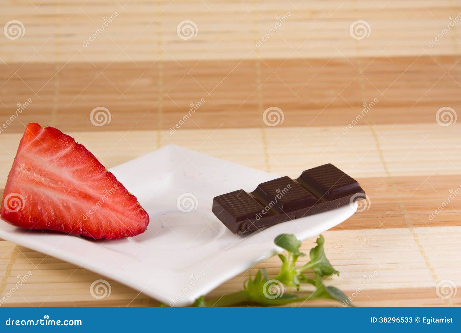 One Chocolate Bar and One Strawberry Stock Image - Image of bitter ...