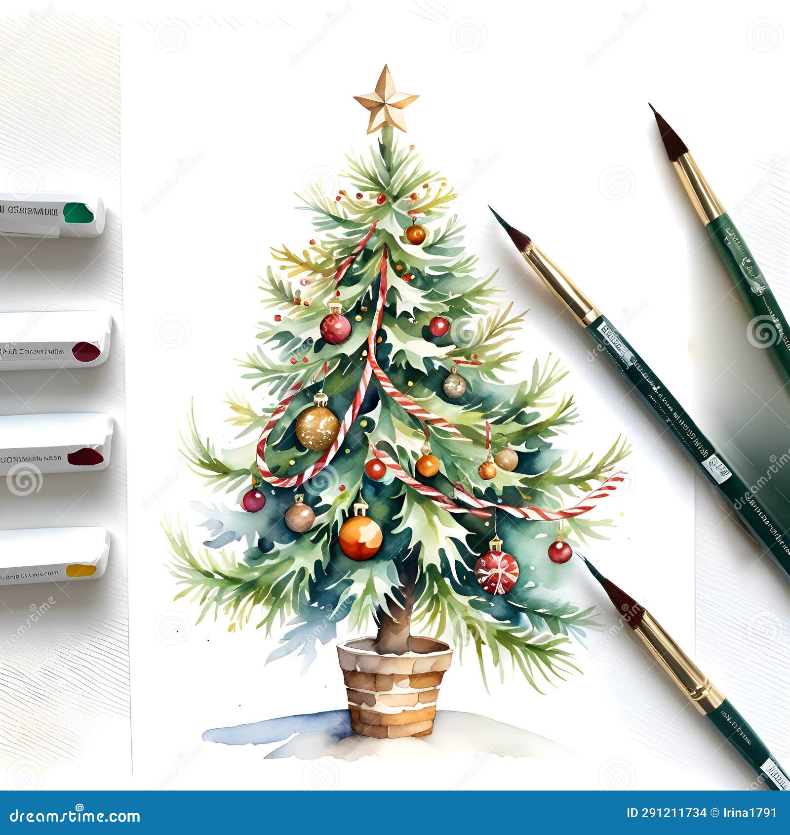 One Christmas Tree on a White Background Stock Illustration ...