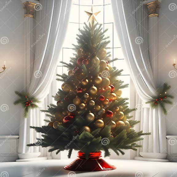 One Christmas Tree on a White Background Stock Illustration ...