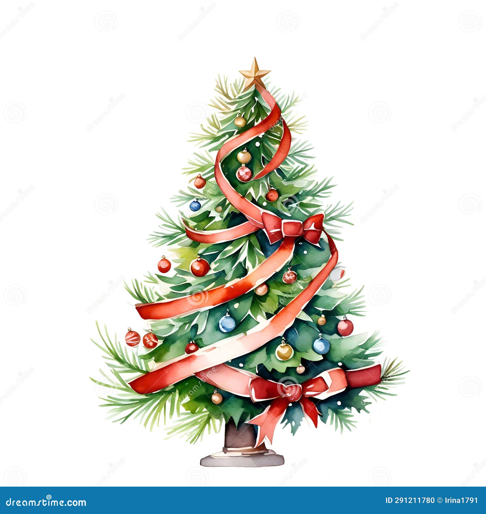 One Christmas Tree on a White Background Stock Illustration ...
