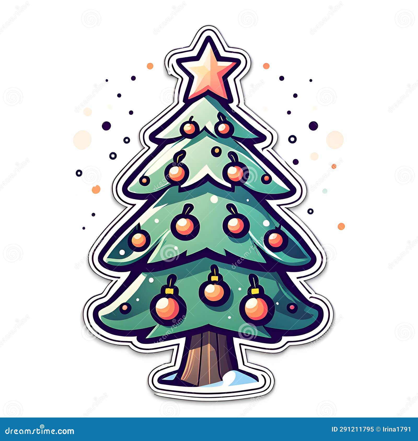 One Christmas Tree on a White Background Stock Illustration ...