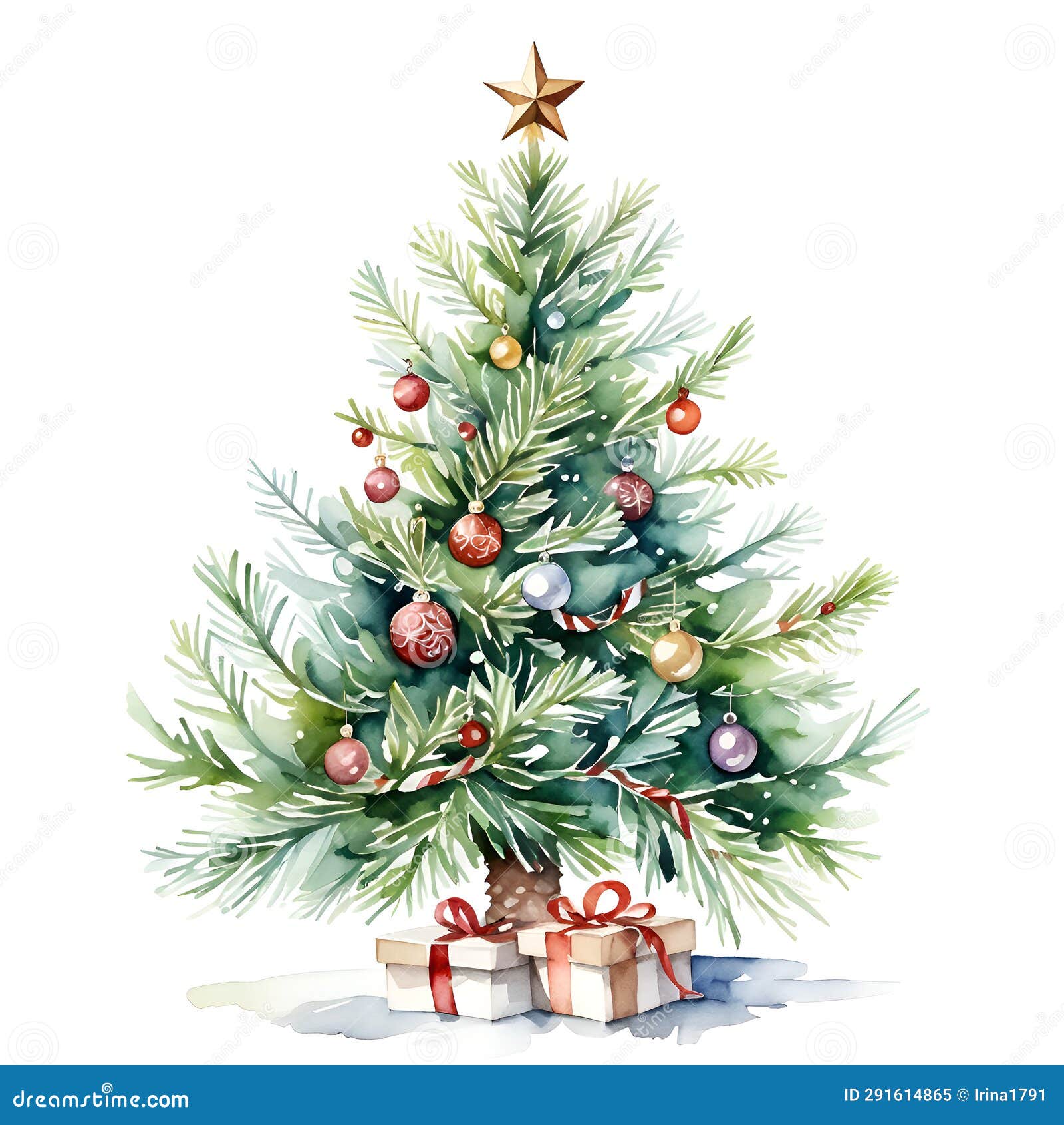 One Christmas Tree on a White Background Stock Illustration ...