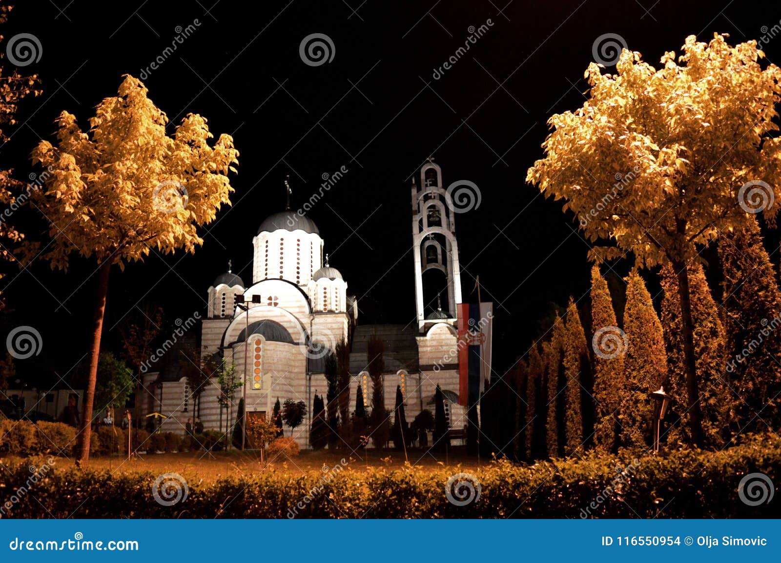 Church at night stock photo. Image of window, cross - 116550954