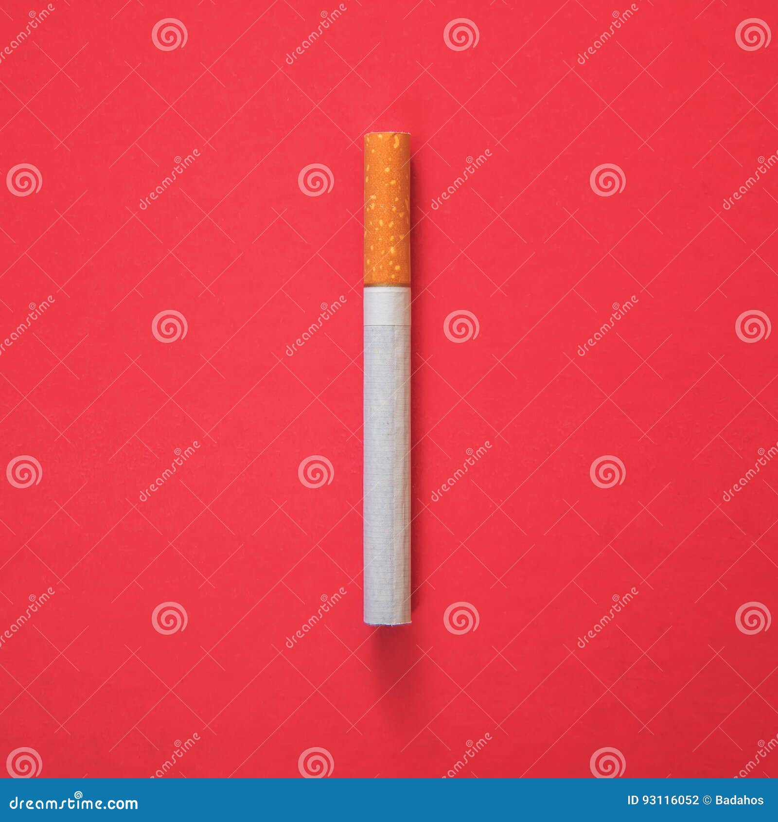 One cigarette on a red stock photo. Image of icon, breaking - 93116052