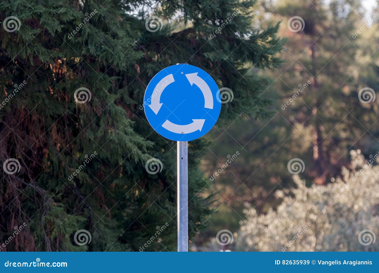 One Circular Roundabout Metal Sign Stock Image - Image of concept ...