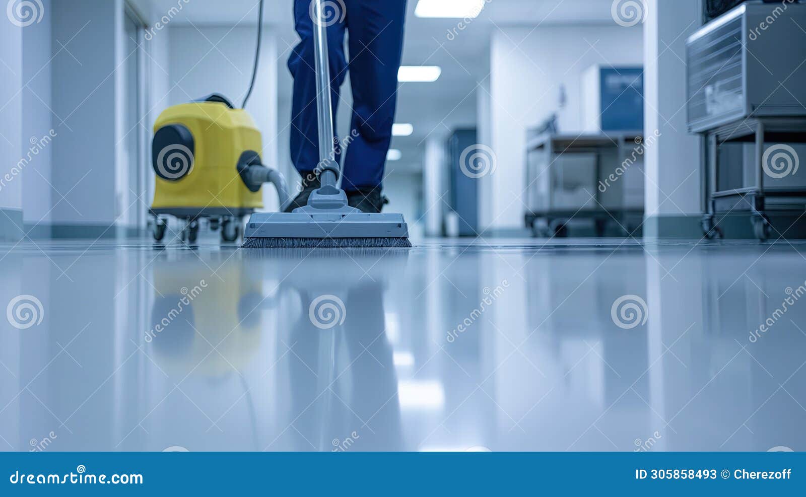 One Cleaner Mopping the Floor in an Office without People Stock Image ...