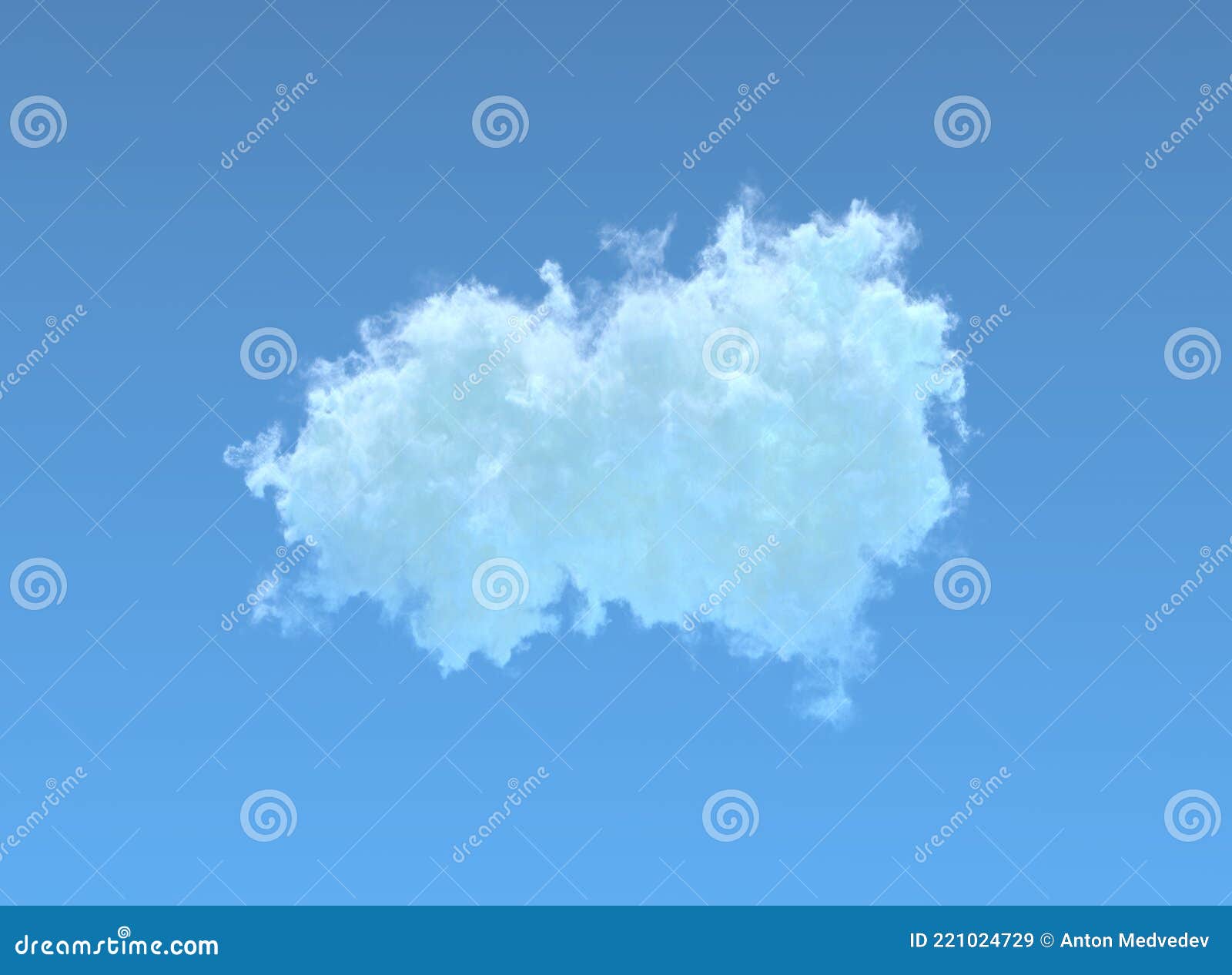 One Cloud on Blue Sky Backdrop Isolated - Nature 3D Rendering Stock ...