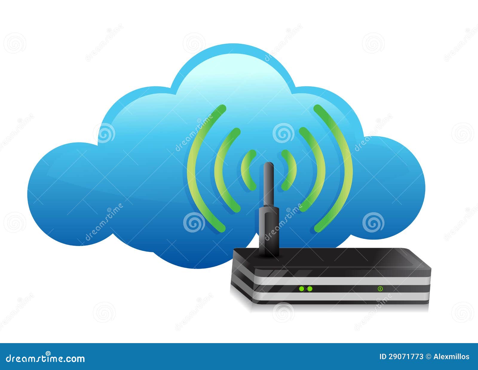 One Cloud with a Modem Router Stock Illustration - Illustration of ...
