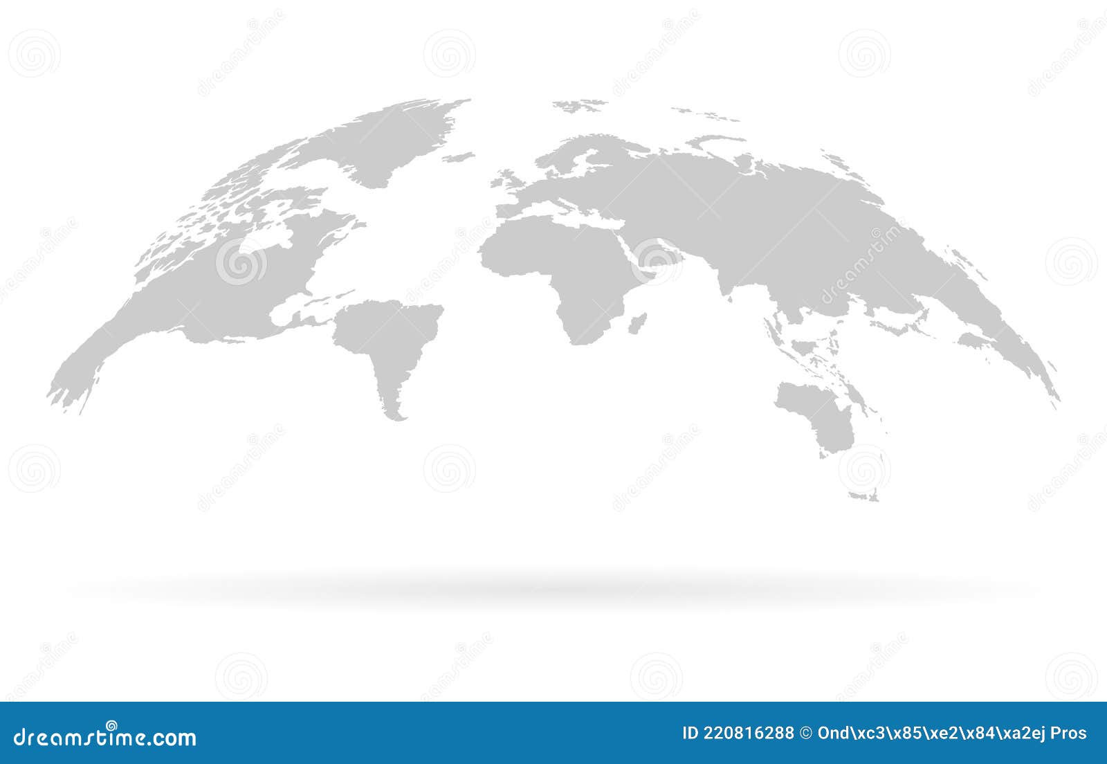 One Color Grey World Map Isolated on Transparent Background. World ...