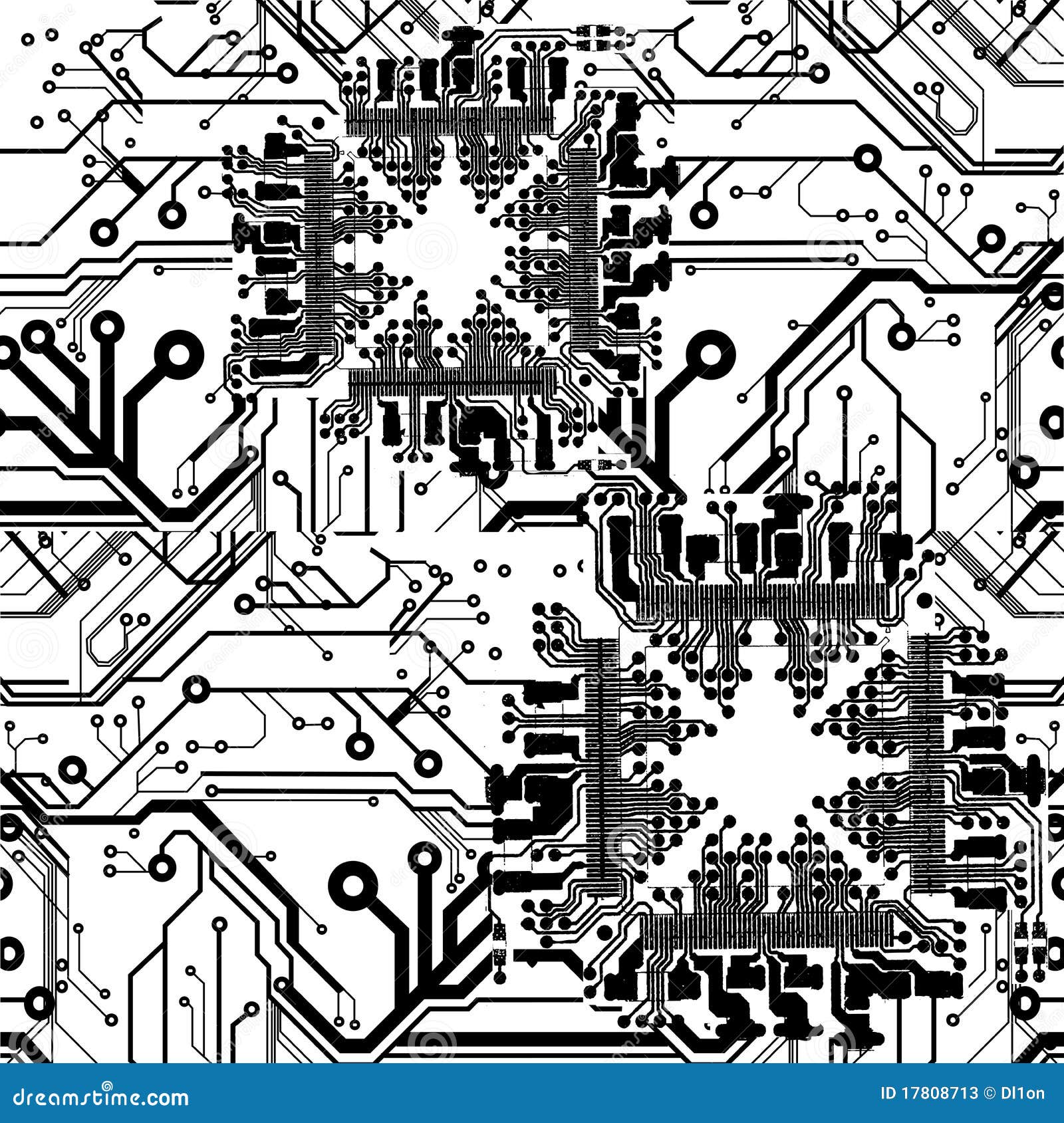 One Color Vector Printed Circuit Board Stock Vector - Illustration of ...