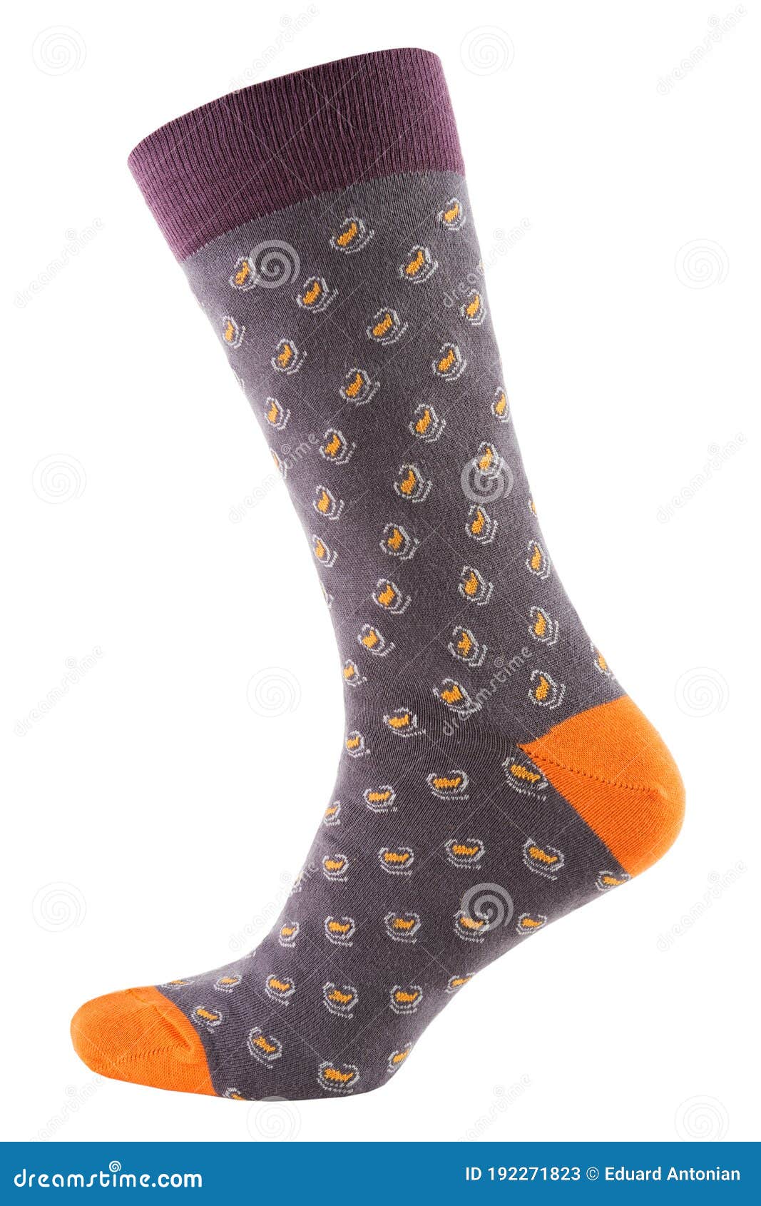 One Colored Male Sock, Volumetric Sock Stands on a White Background ...