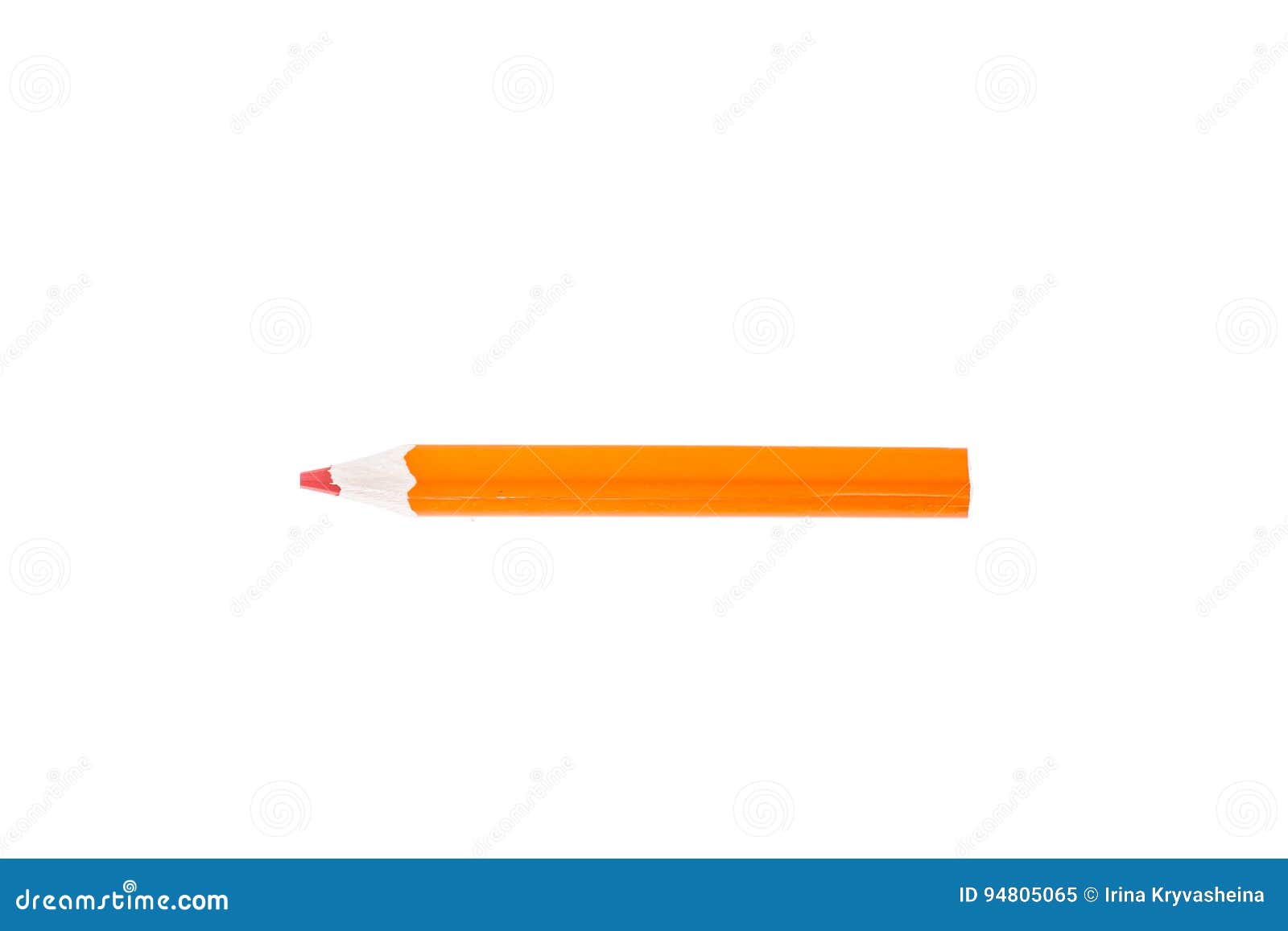 One Colored Orange Pencil Isolated on White Background. Stock Image ...