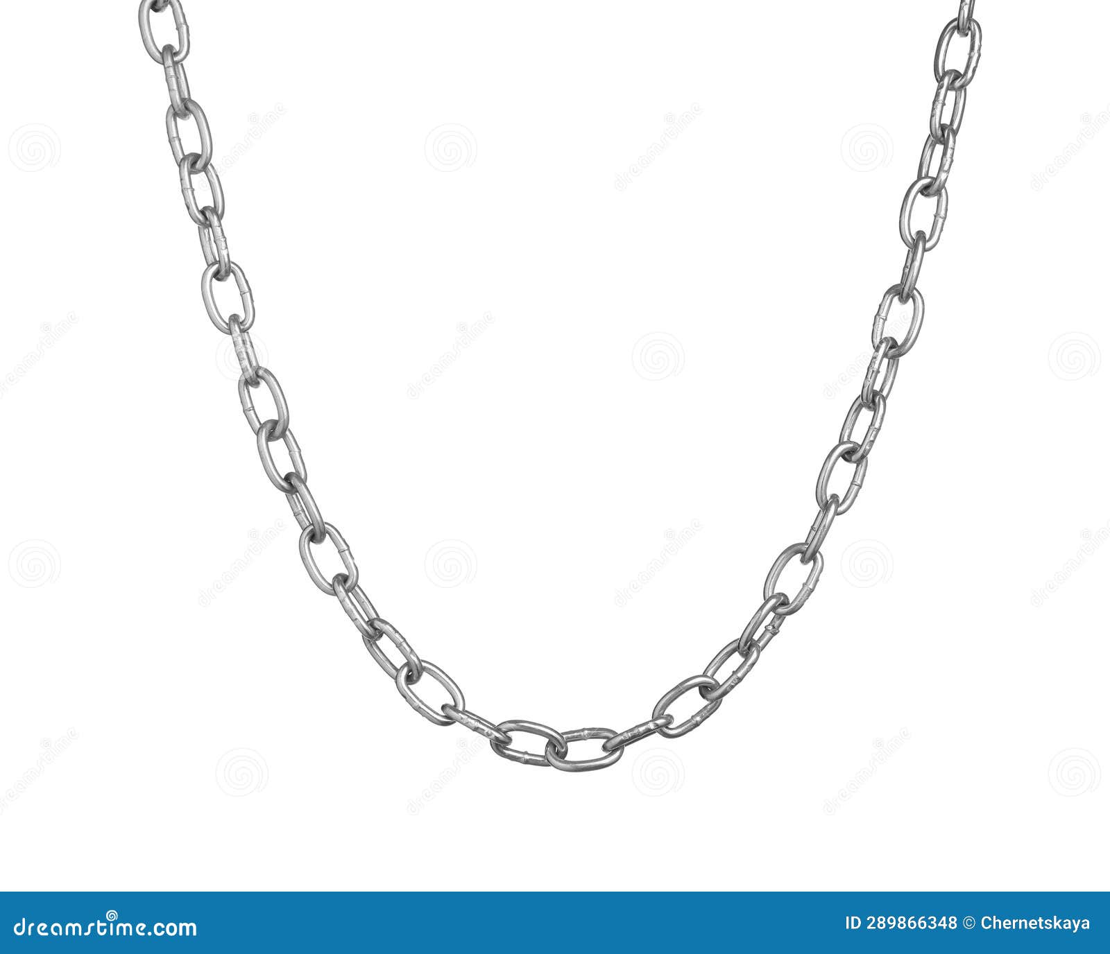 One Common Metal Chain Isolated on White Stock Photo - Image of element ...