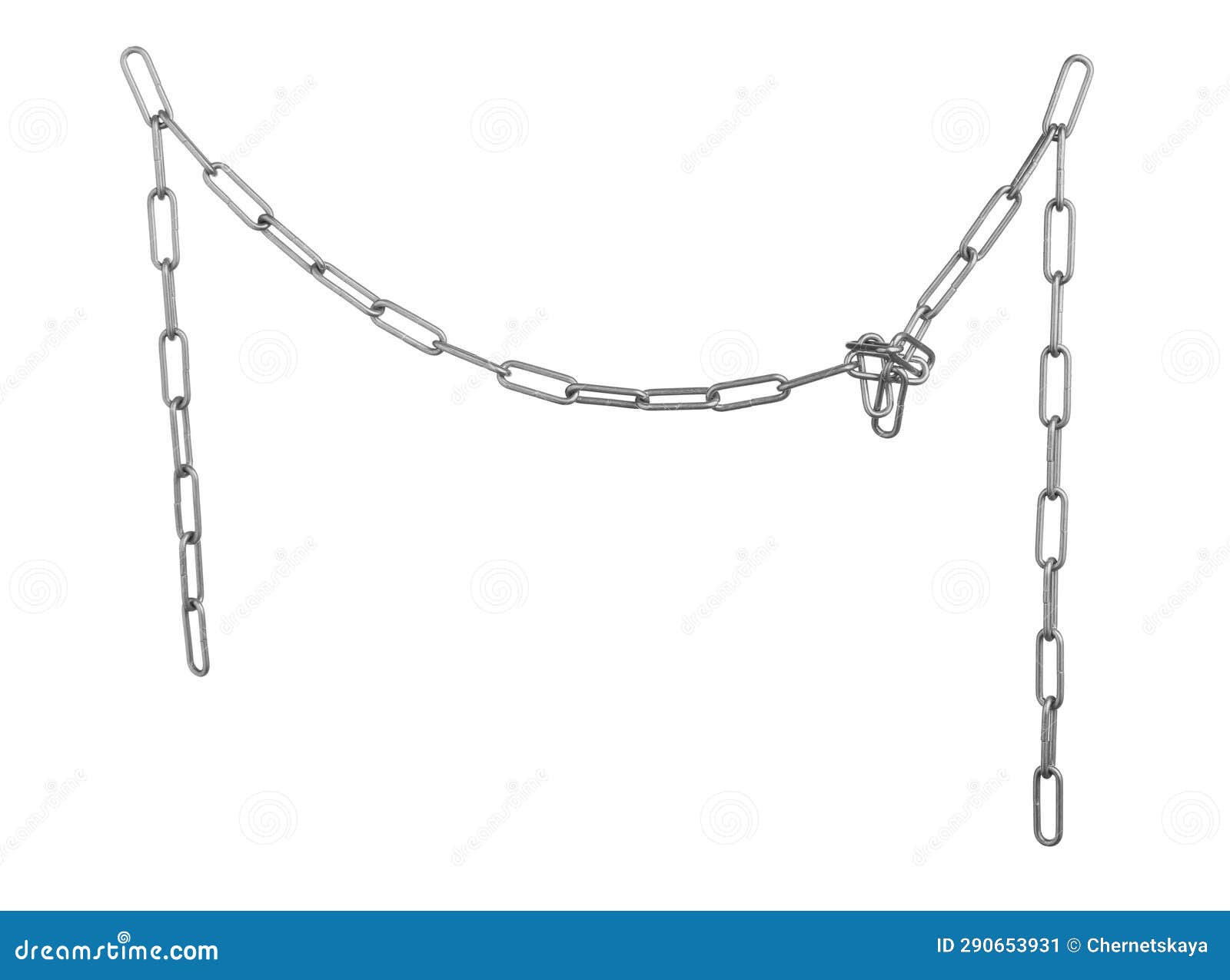 One Common Metal Chain Isolated on White Stock Image - Image of round ...