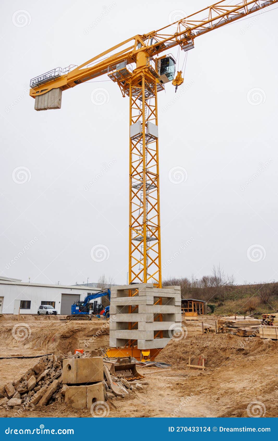 One Construction Crane Stands on a Building Site Stock Photo - Image of ...