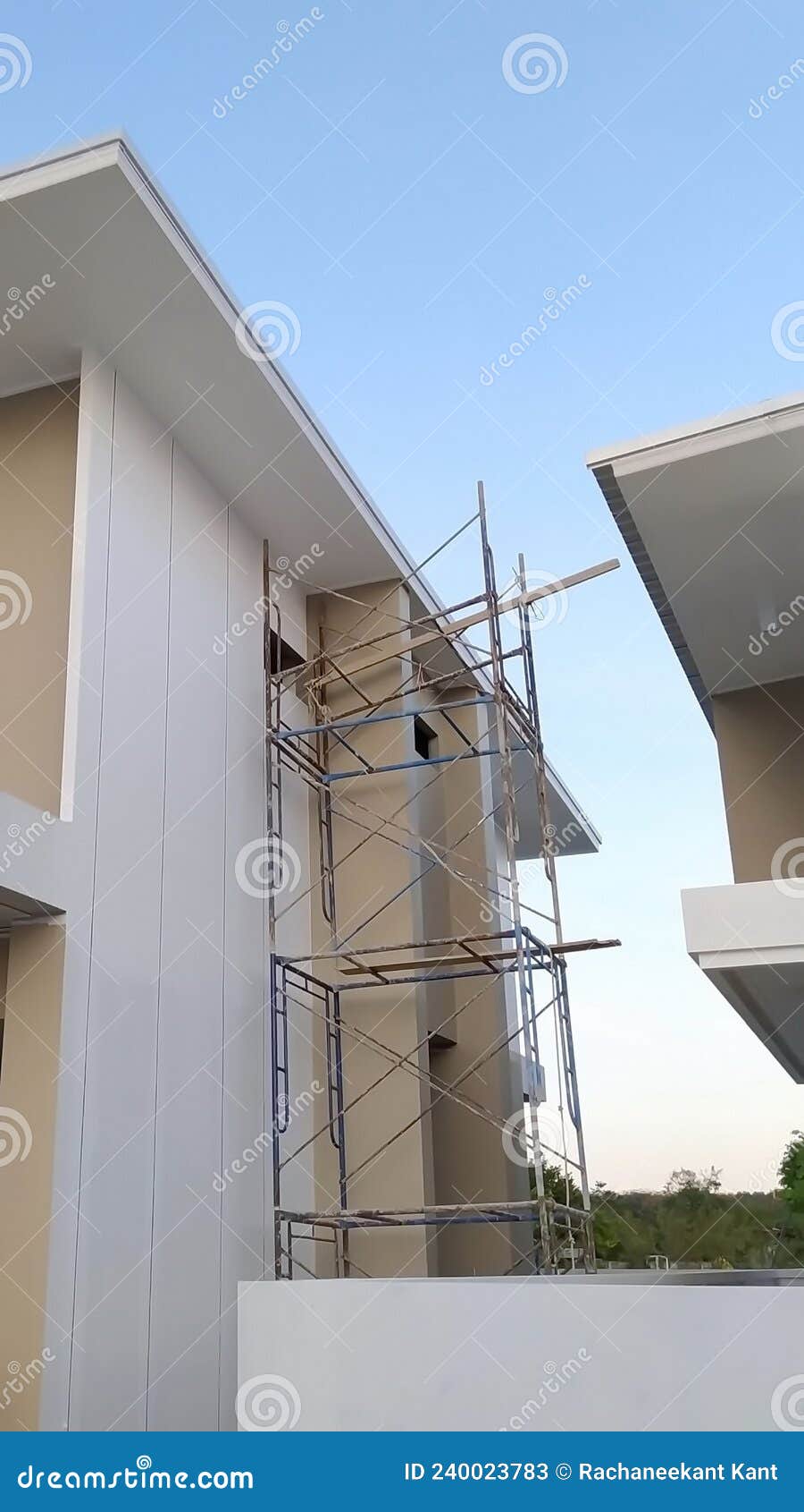 One Construction Site in the Evening. Work Platform Steel between the ...