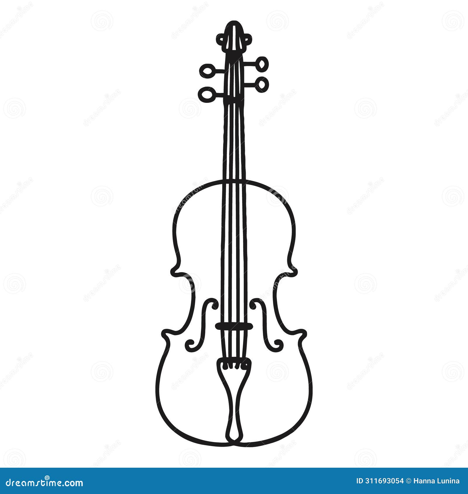 One Continuous Drawing of a Violin. Stringed Musical Instruments Stock ...