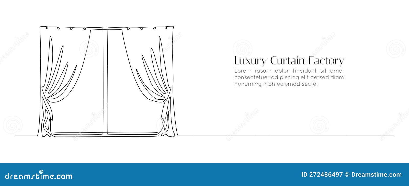 One Continuous Drawing of Window with Curtains. Living Room Interior ...