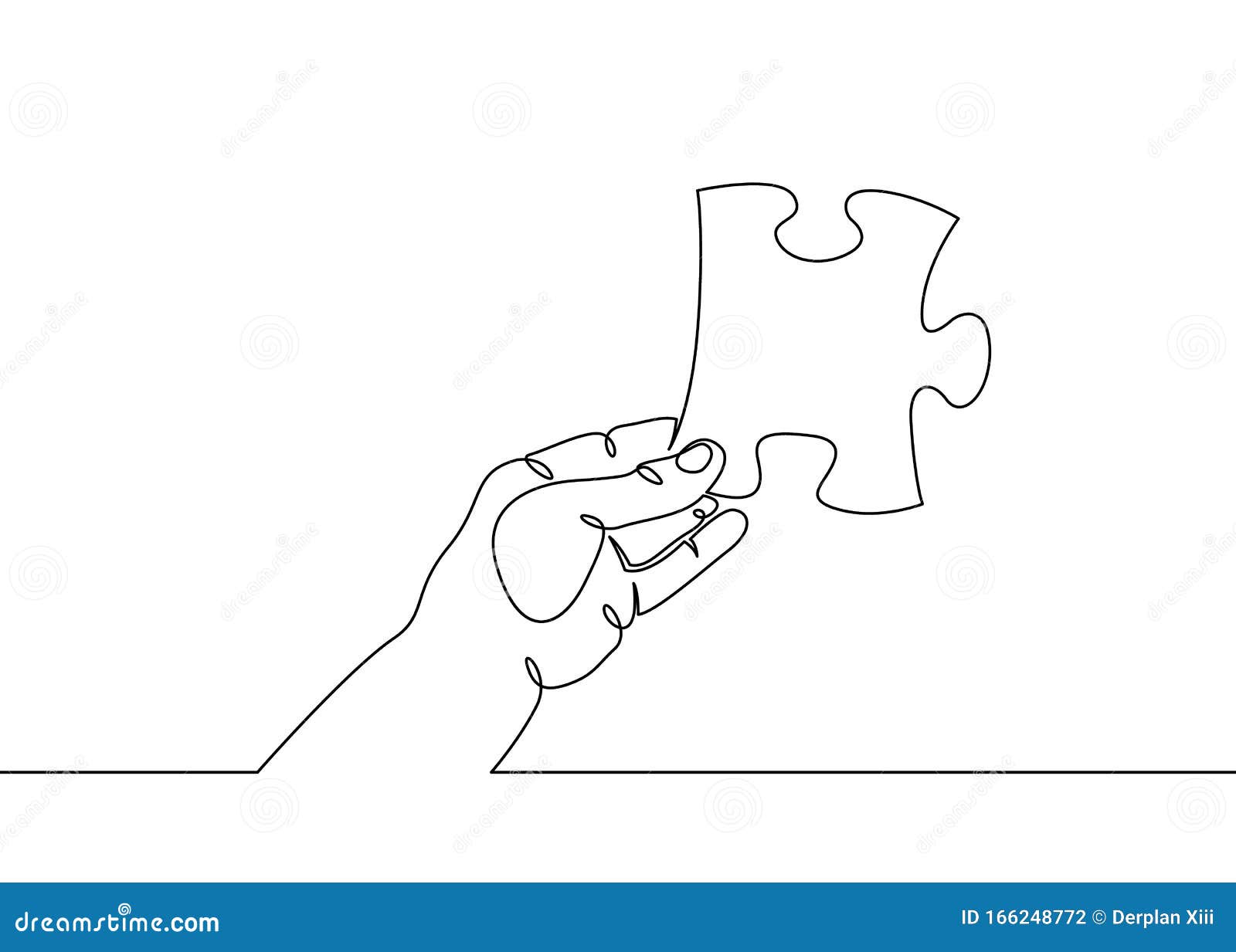 One Continuous Drawn Single Hand Palm Hand Holding Puzzle. Stock ...