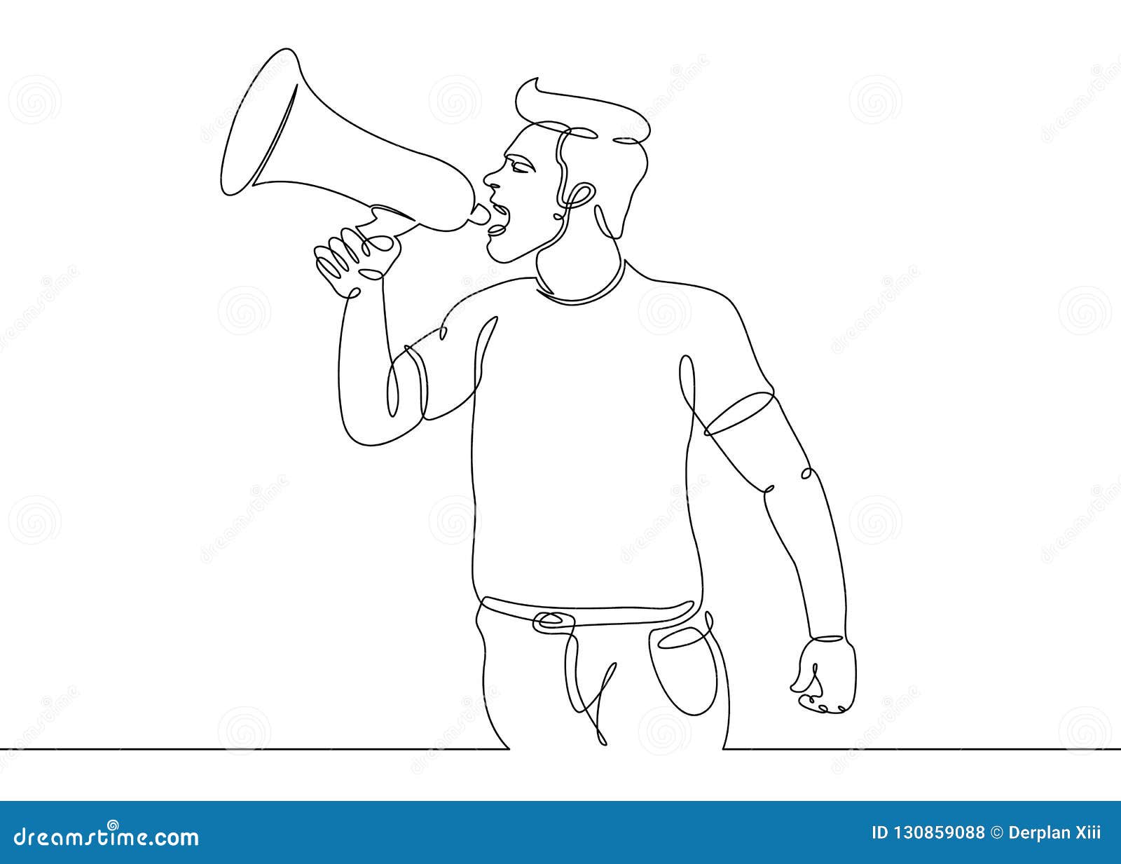 One Continuous Drawn Single Line Art Line Character Megaphone Stock ...