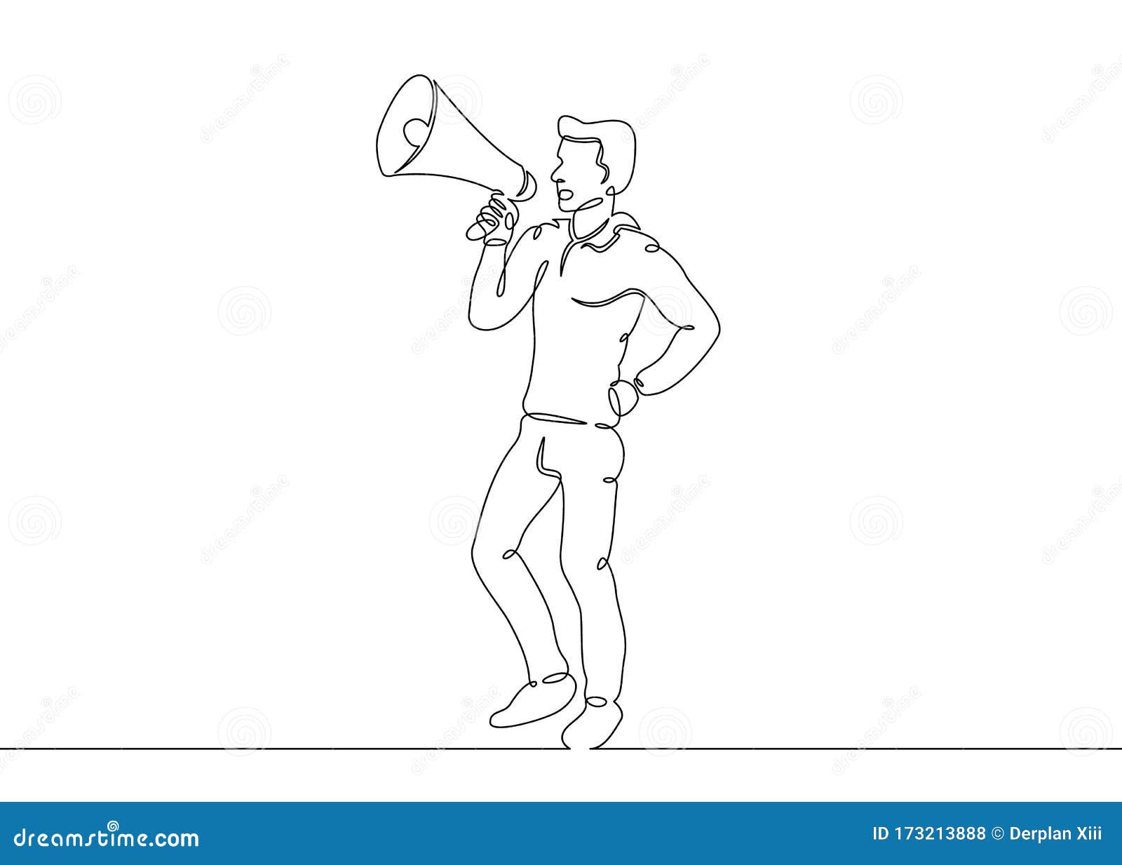 One Continuous Drawn Single Line Art Line Character Megaphone Stock ...