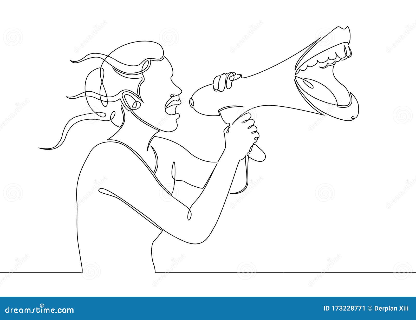 One Continuous Drawn Single Line Art Line Character Megaphone Stock ...