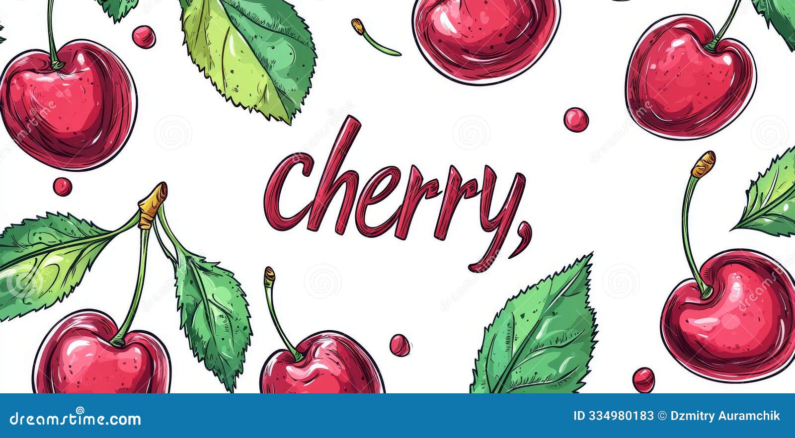 One Continuous Line Art Drawing of Cherry Pattern. Hand Drawn ...