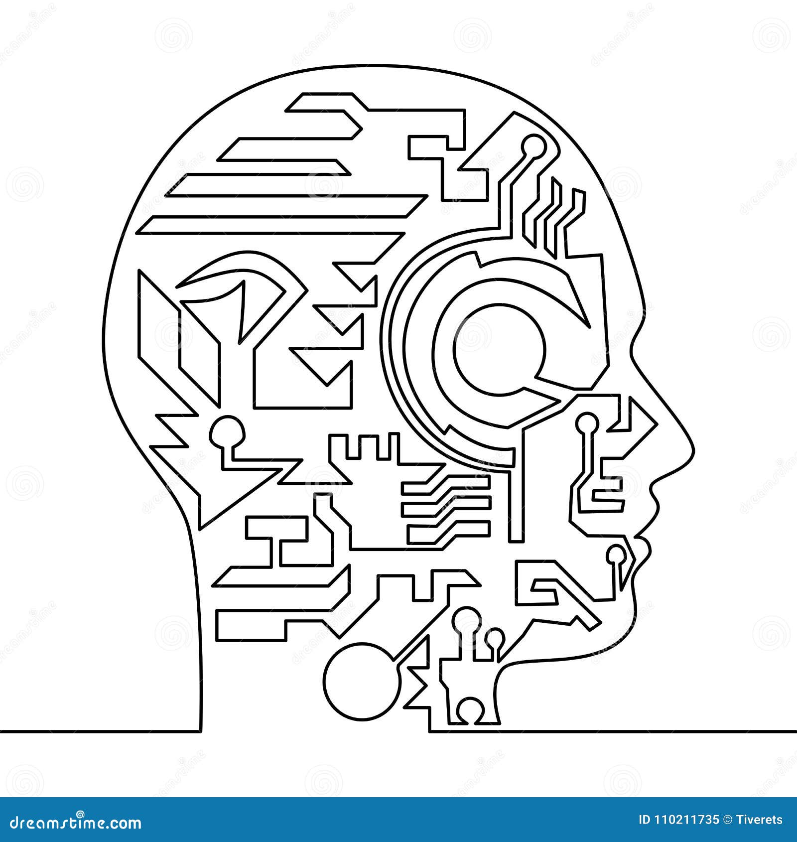 One Continuous Line Artificial Intelligence Stock Vector - Illustration ...