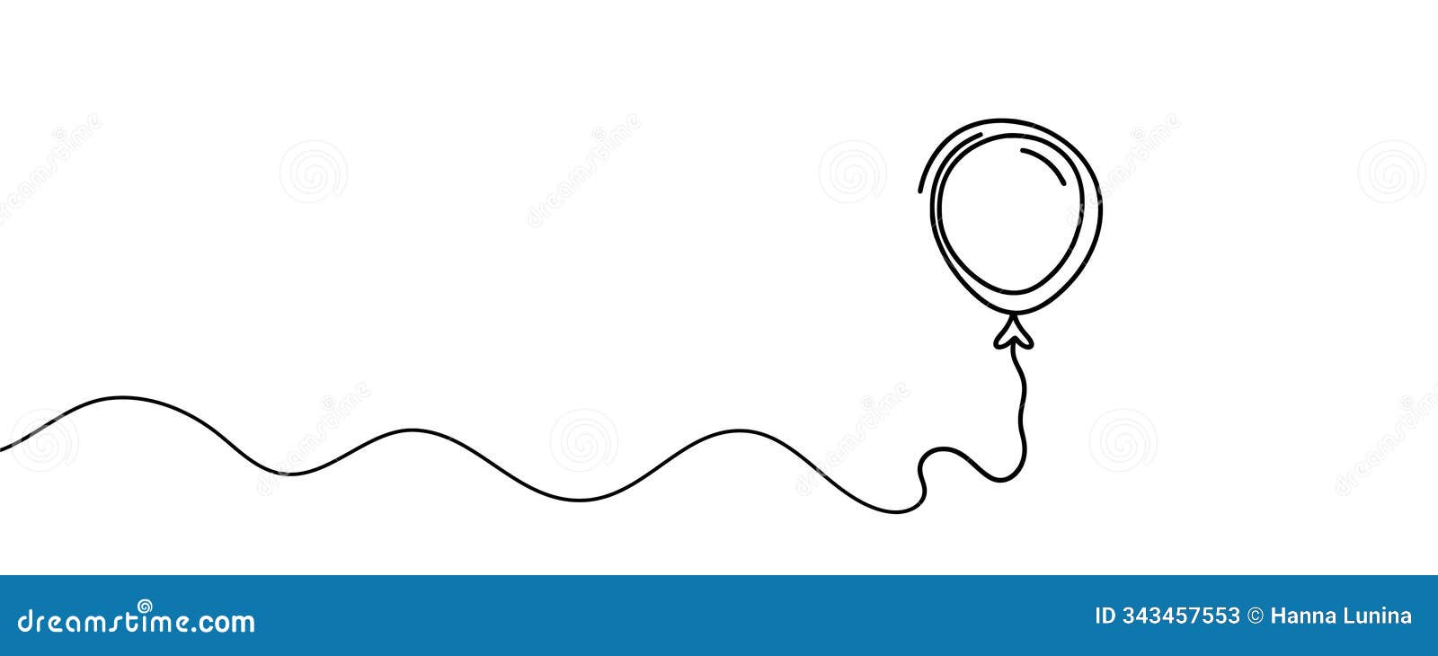 One Line Air Balloon. Vector Illustration Of Airplane Airship Balloon ...