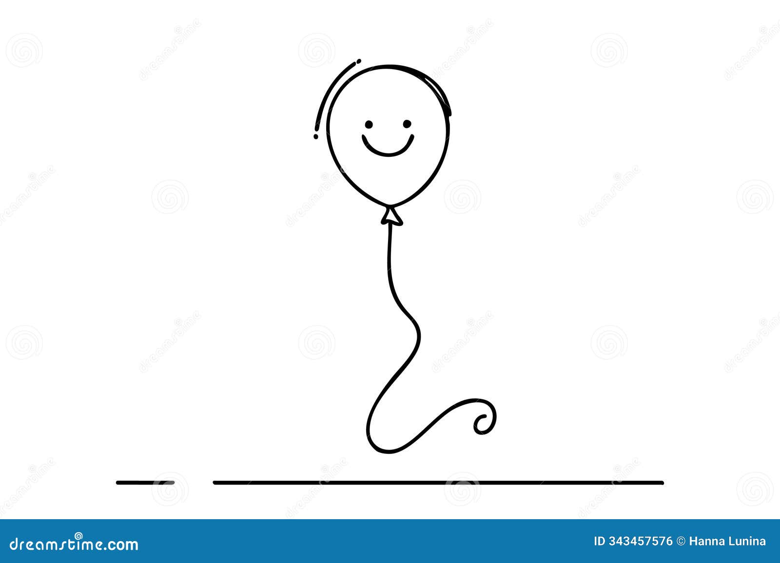 One Continuous Line Balloon. Helium Balloon. Vector Illustration. Stock ...