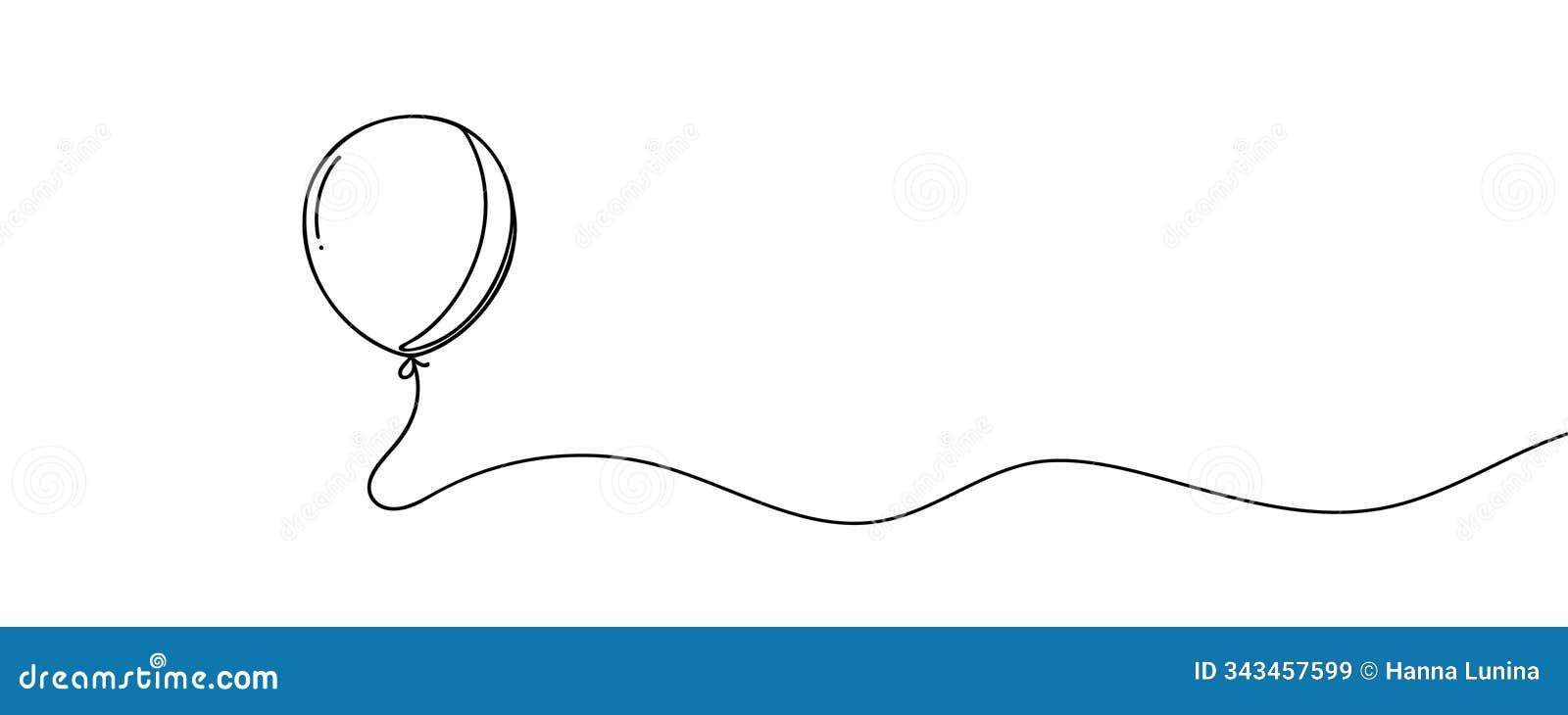 One Continuous Line Balloon. Helium Balloon. Vector Illustration. Stock ...