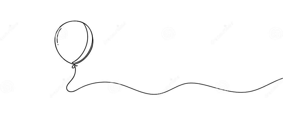 One Continuous Line Balloon. Helium Balloon. Vector Illustration. Stock ...